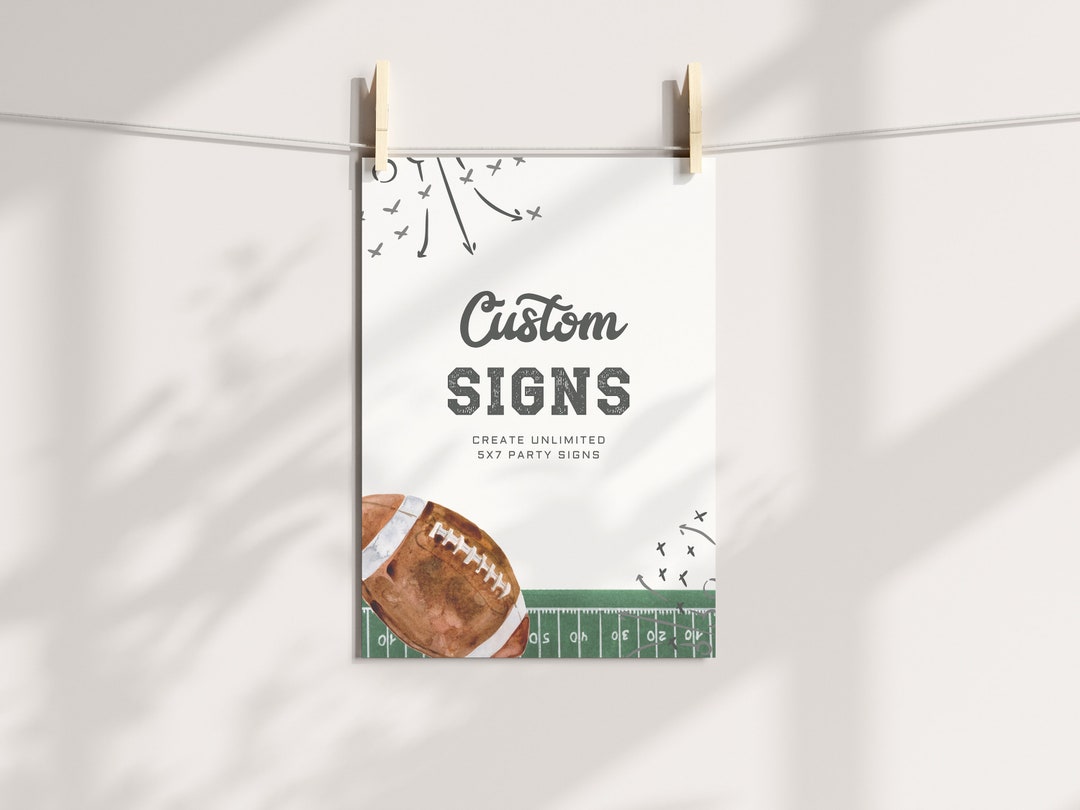 5x7 Custom Sign, It's Game Time, Game On, Football Birthday Signage ...