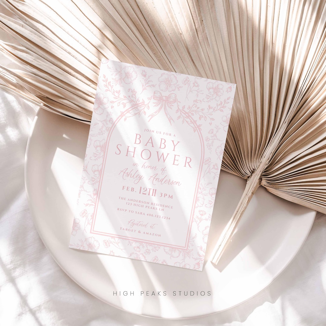 Floral Toile Baby Shower Invitation Template,elegant Chinoiserie ...