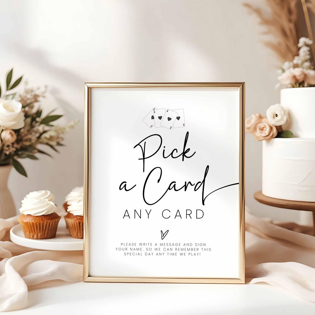 Printable Playing Cards Guest Book Sign, Pick a Card Any Card Wedding ...