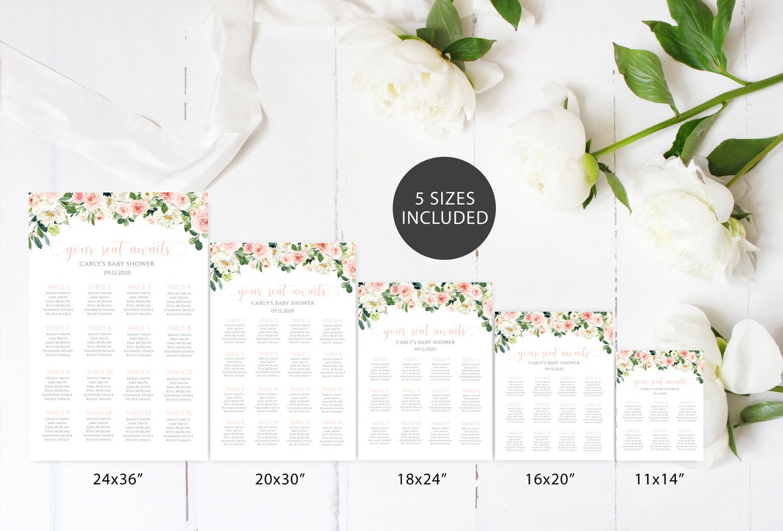 Printable Seating Chart Sign Template Baby Shower Seating - Etsy