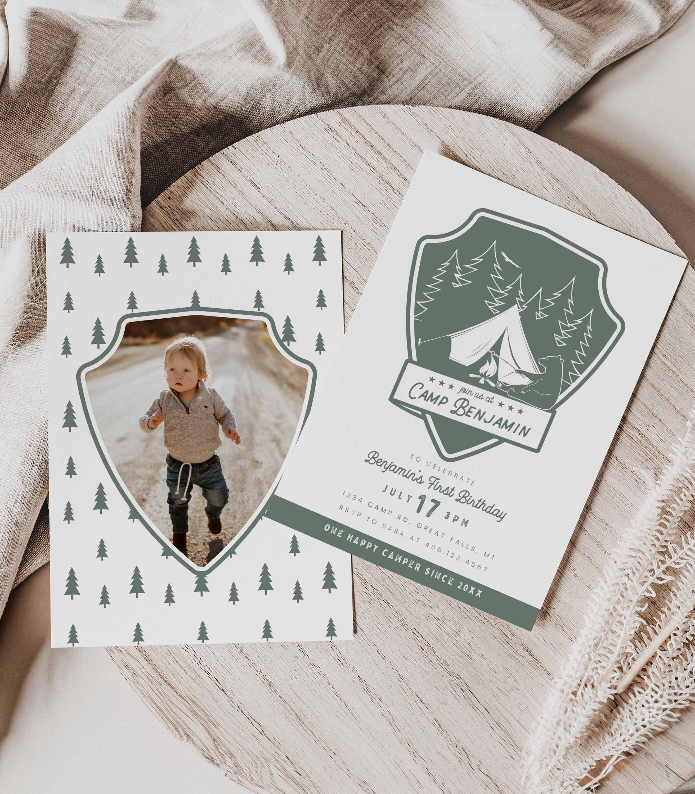 Editable Camping Birthday Invitation, Vintage Camp Theme for Summer ...