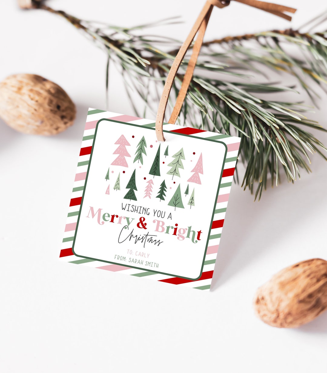 Wishing You a Merry & Bright Christmas Printable Gift Tag,teacher or ...