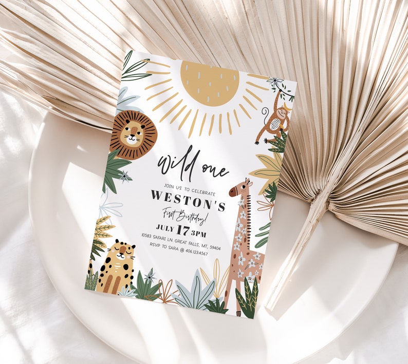 Wild One Birthday Invitation Boy Safari 1st Birthday Invite - Etsy