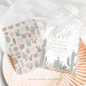 Editable Cactus Baby Shower Invitation, Fiesta Desert Boho Gender ...