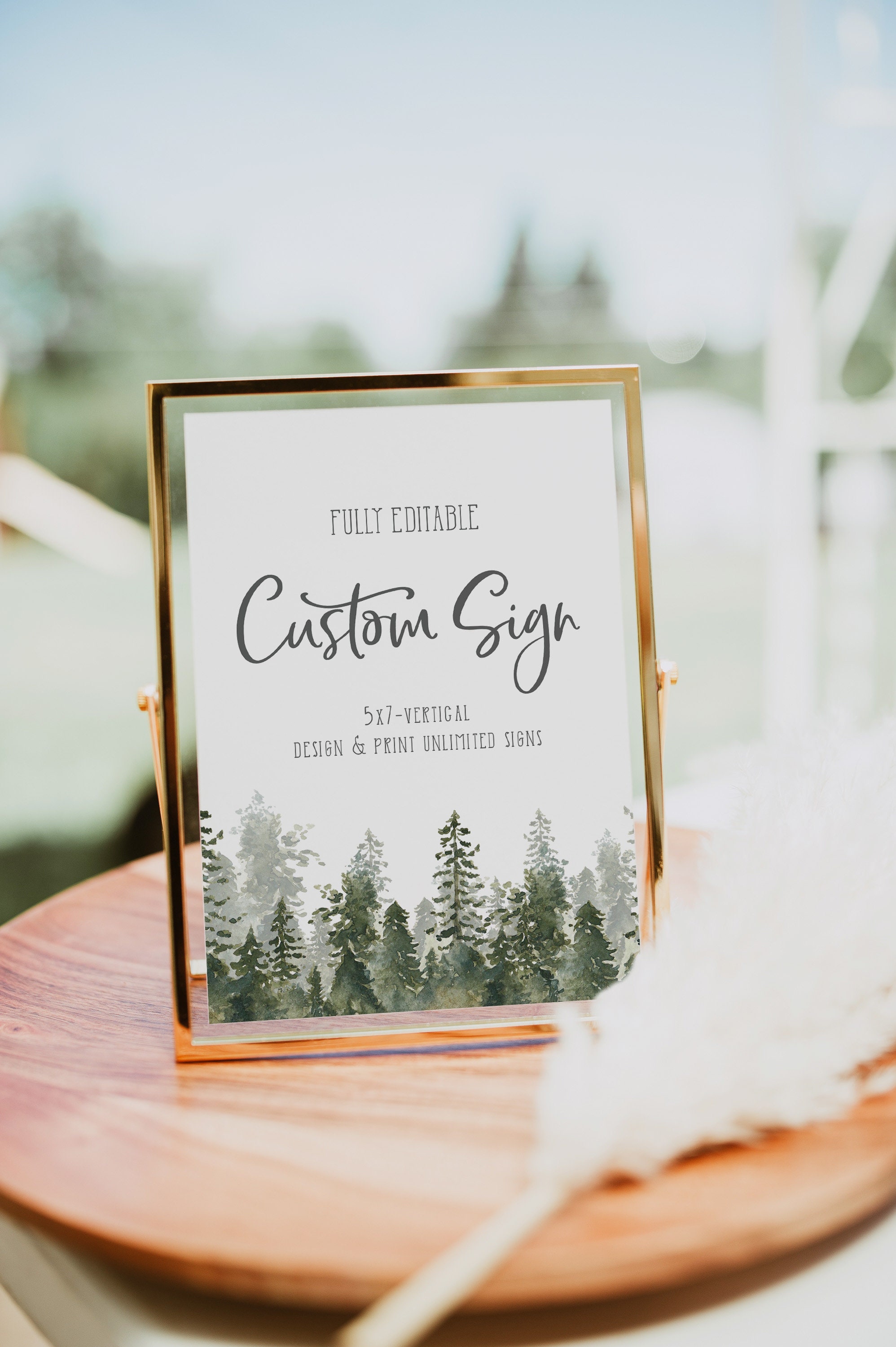 5x7 Custom Sign Template Rustic Pine Tree Sign Woodland - Etsy