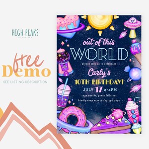 Cosmic Galaxy Birthday Invitation Girl Printable Cosmic Candy - Etsy