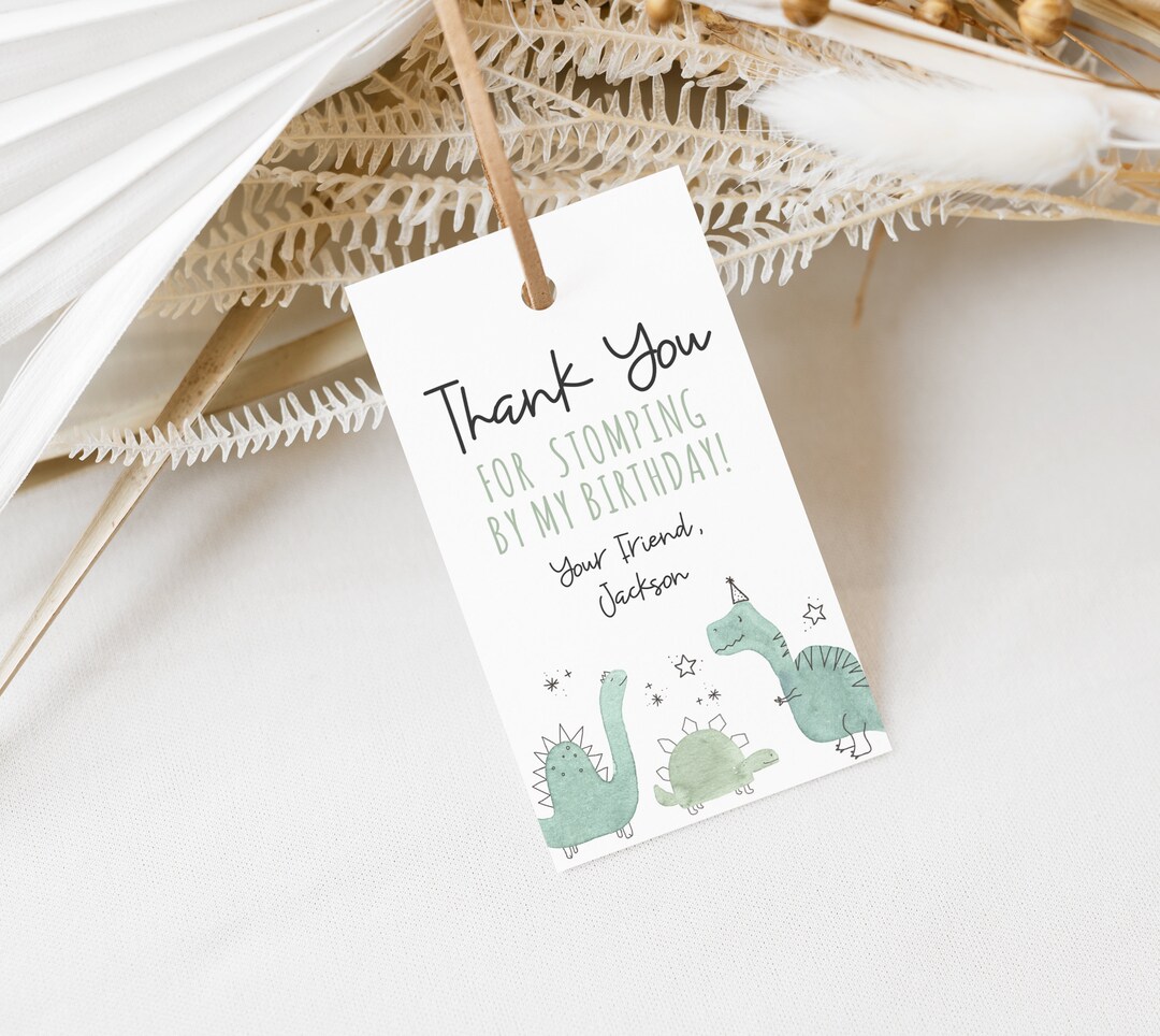 Dino Favor Tag Printable, Three Rex Thanks for Stomping by Thank You ...