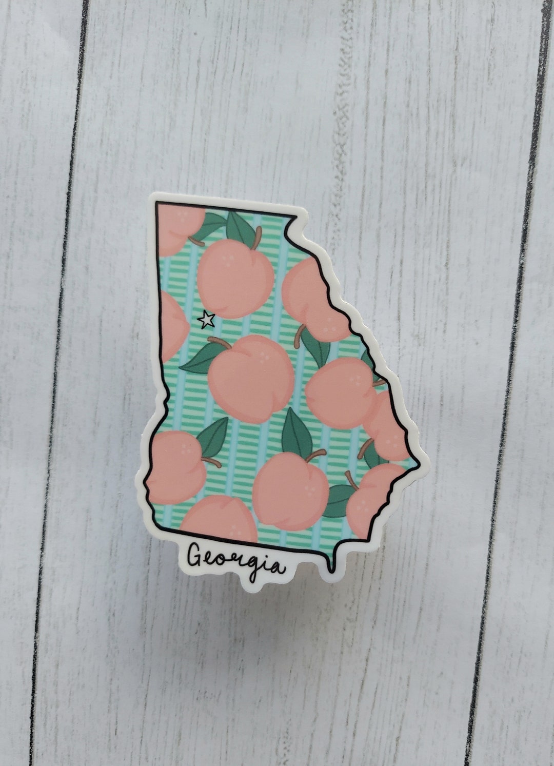 Georgia Peaches State Sticker, Georgia Outline, United States Sticker ...