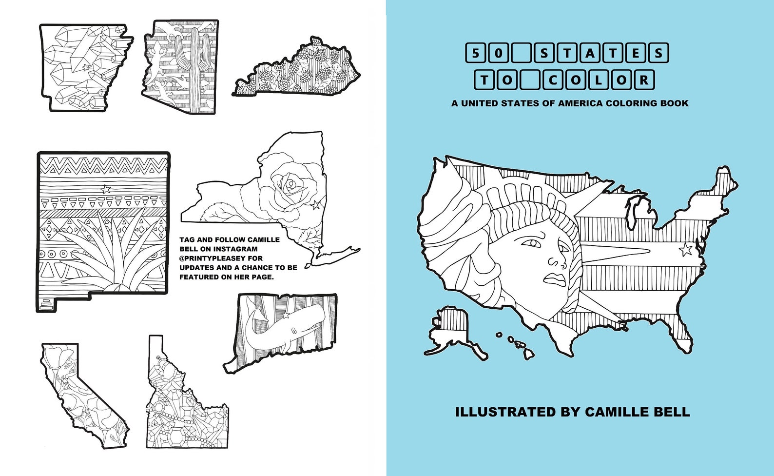 50 States to Color: A United States of America Adult Coloring - Etsy