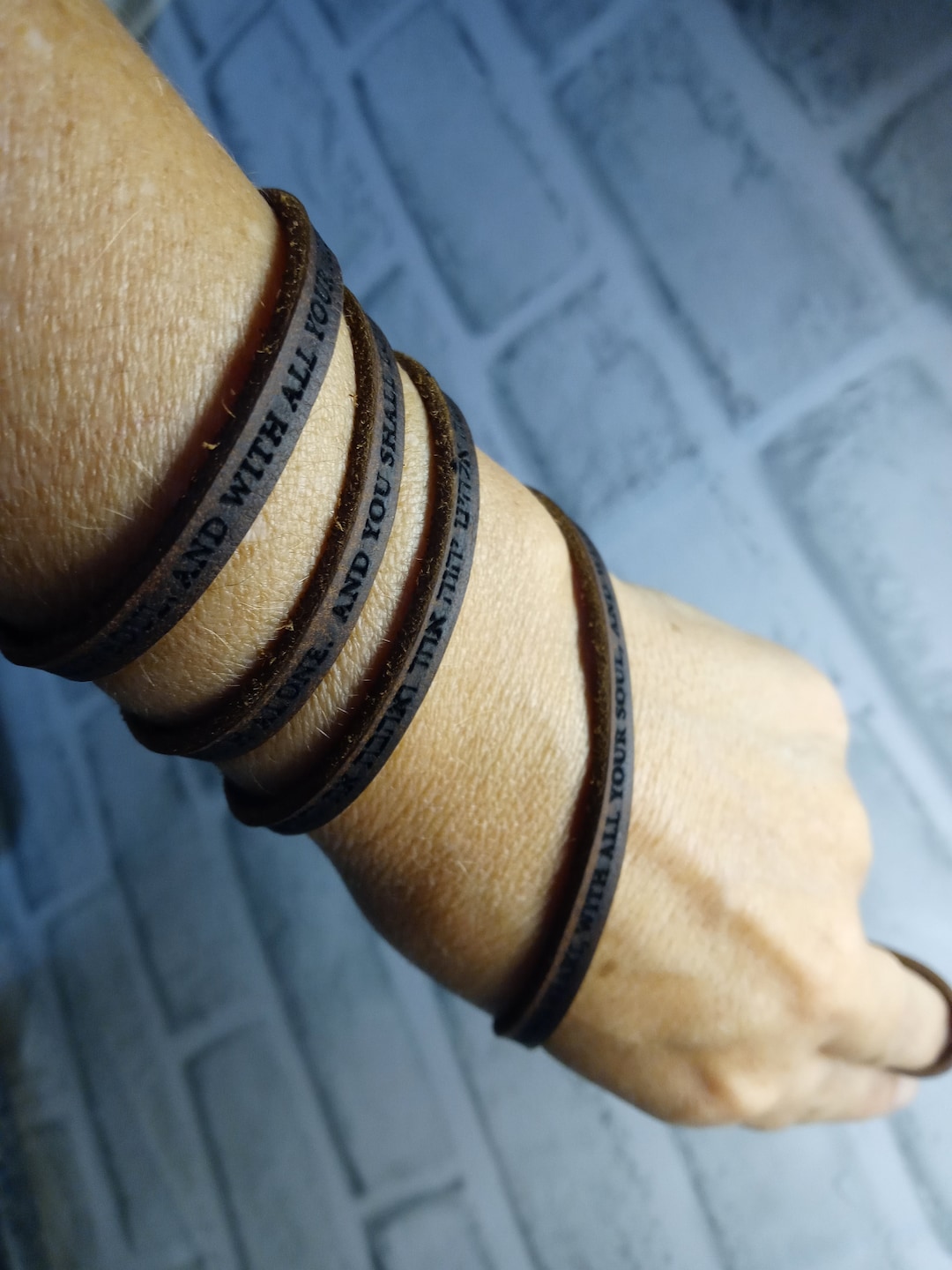 Bilingual Hebrew and English Tefillin Wrap Bracelet - Etsy