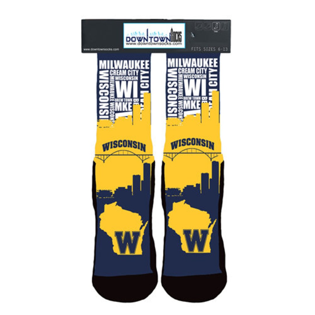 Milwaukee Socks Pro Baseball Team Socks Milwaukee Downtown Skyline ...