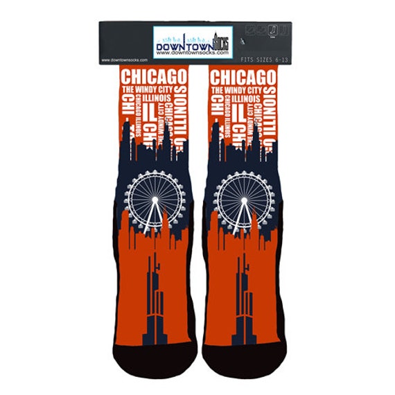 Chicago Socks Chicago Skyline Socks Pro Football Socks - Etsy