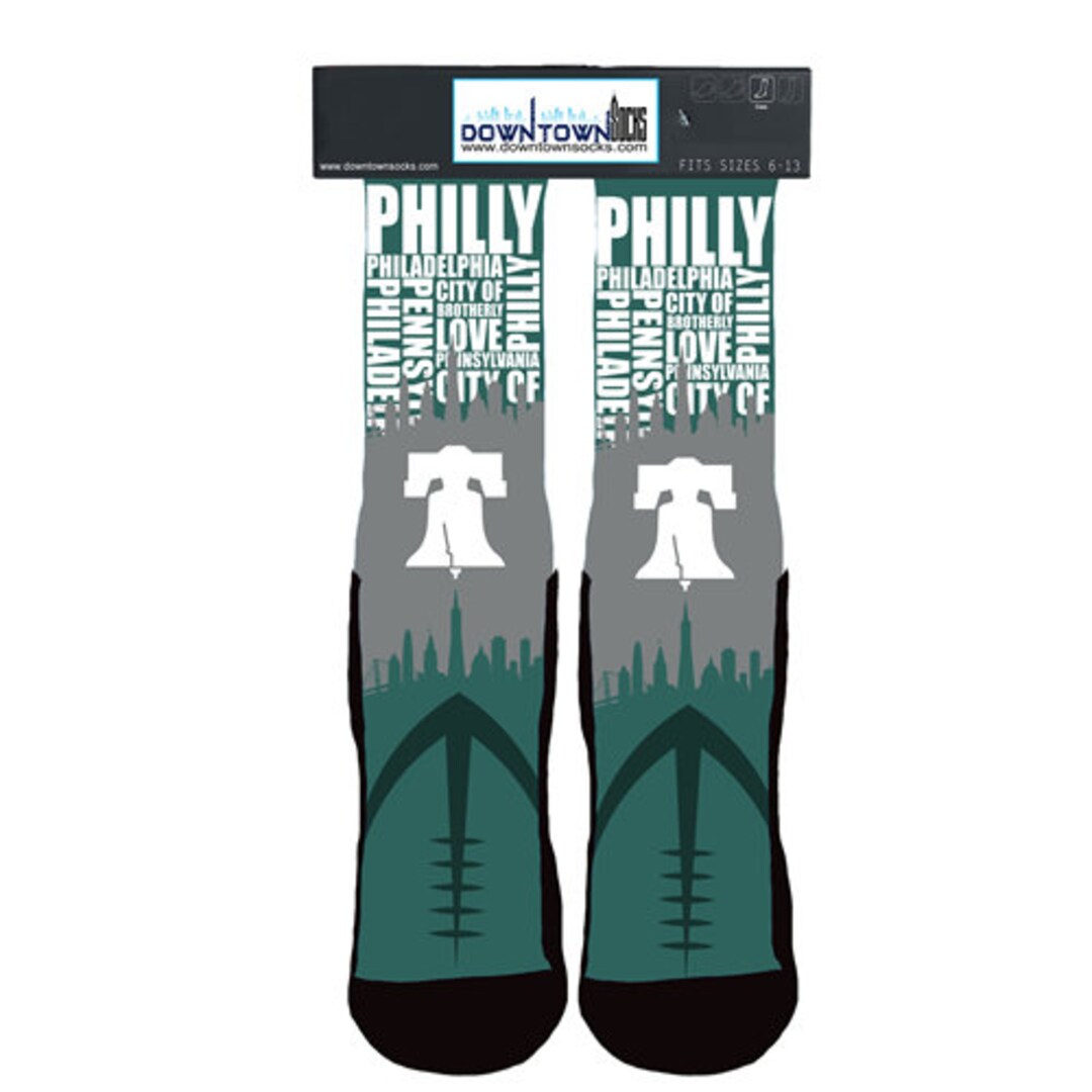 Philadelphia Socks Philadelphia Skyline Socks Pro Football Socks - Etsy