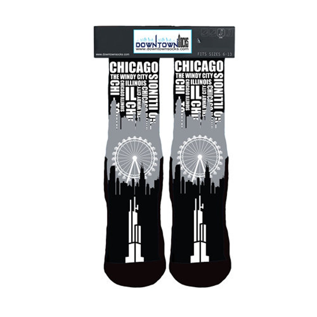 Chicago Socks Pro Baseball Socks Chicago Skyline Socks - Etsy