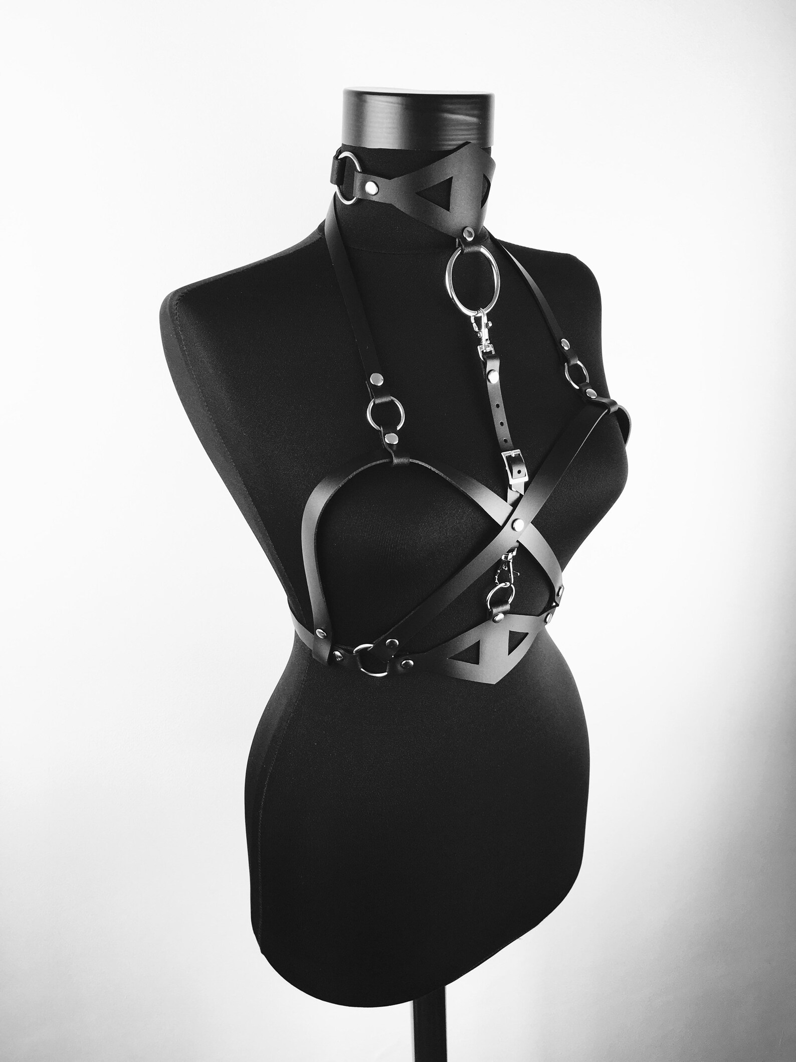 Leather Body Chest Harnesssexy Harness Leather Womenblack Etsy