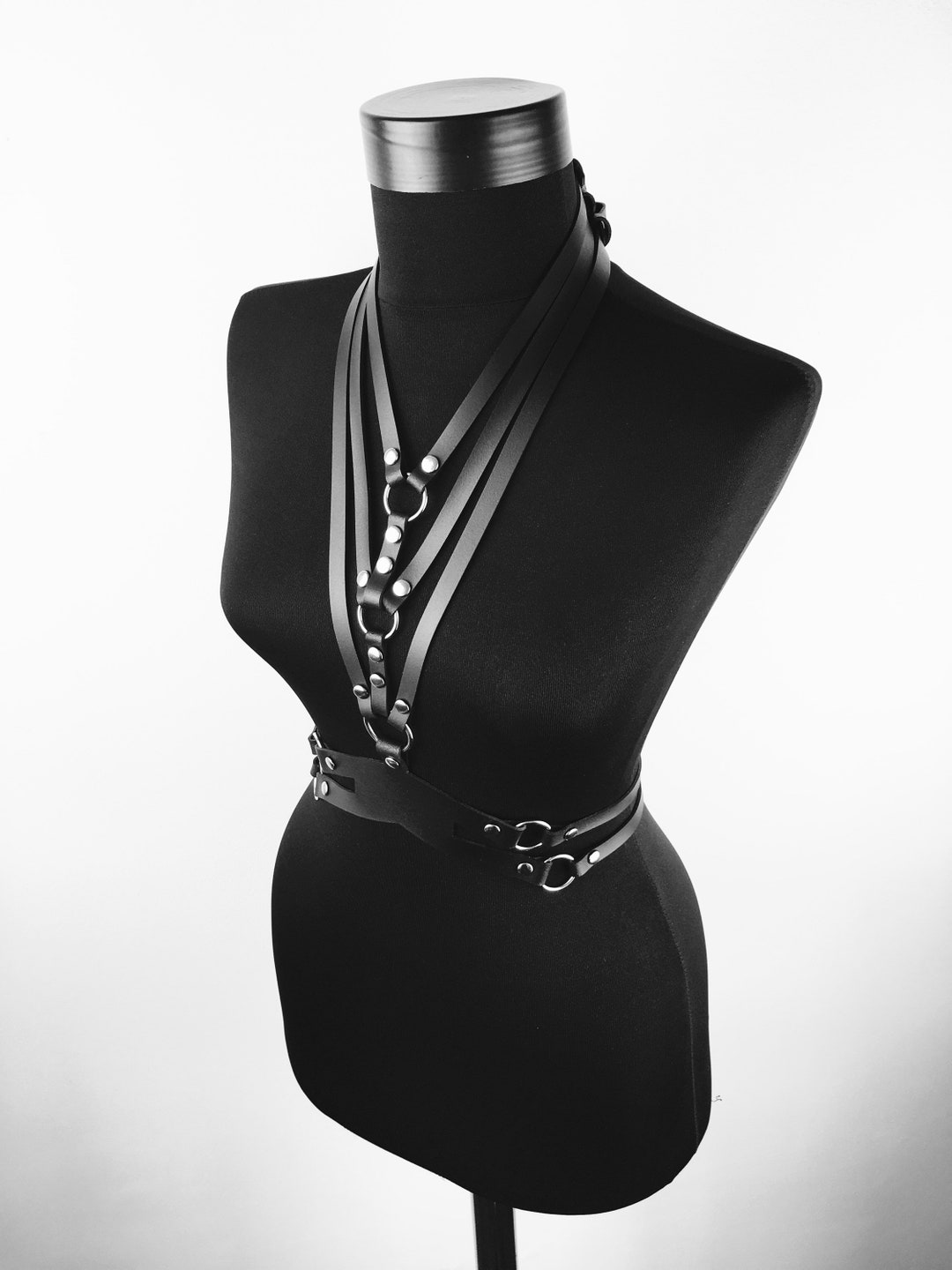 Handcrafted Black Leather Harness for Women - Etsy