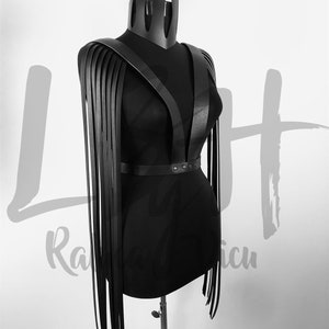 Black Leather Top With Shoulder Strings - Etsy