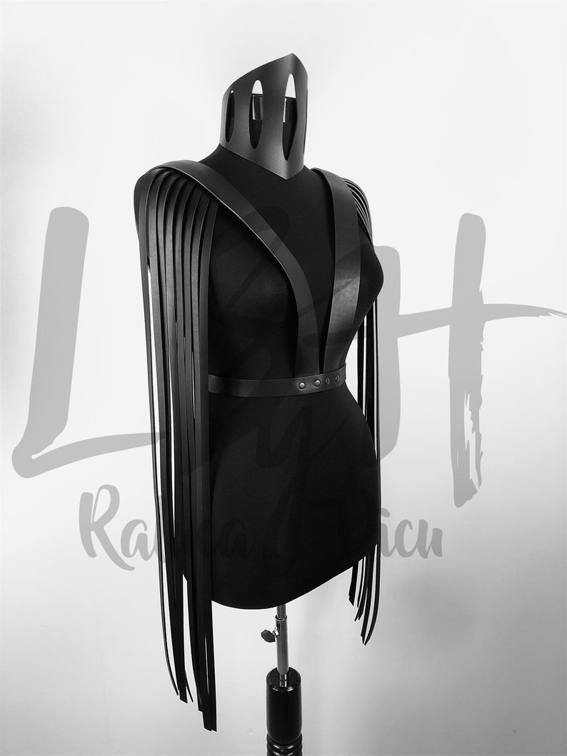 Black Leather Top With Shoulder Strings - Etsy