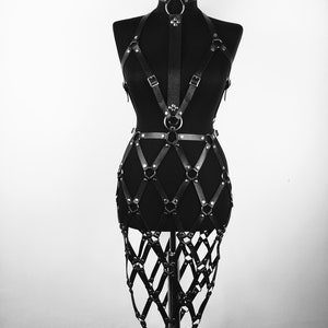 Black Leather Full Body Harness Dress - Etsy