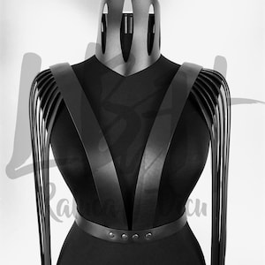 Black Leather Top With Shoulder Strings - Etsy