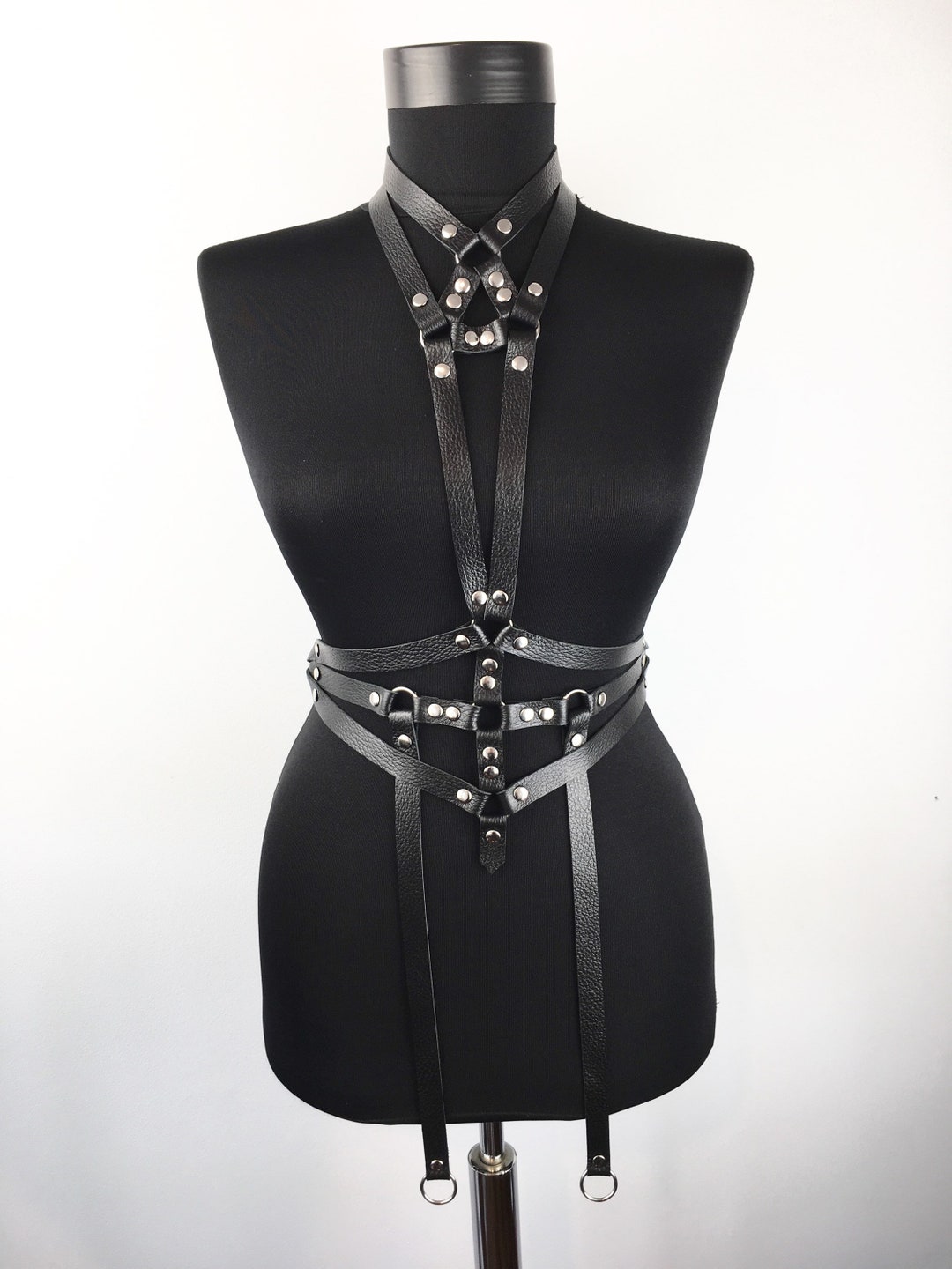 Handmade Black Leather Harness With Adjustable Fit - Etsy