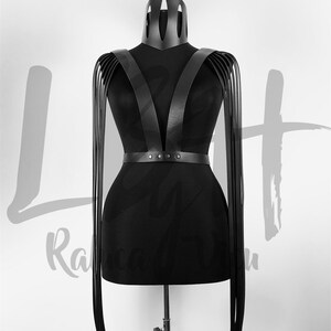 Black Leather Top With Shoulder Strings - Etsy