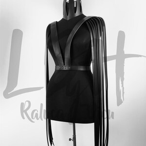 Black Leather Top With Shoulder Strings - Etsy