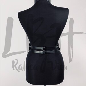 Edgy Black Leather Double Belt With Chains - Etsy