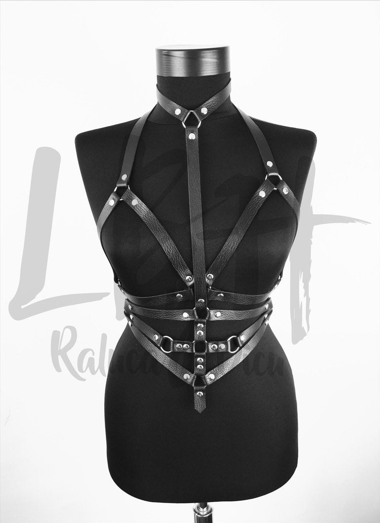 Full Body Women Harness With Chains Full Body Leather Etsy Norway