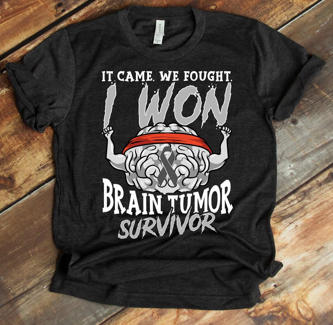 Brain Tumor Survivor / Brain Cancer Awareness Shirt / Grey Ribbon ...