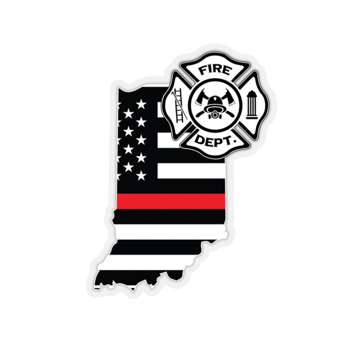 10 Indiana Fire Department Stickers Decals Thin Red Line - Etsy