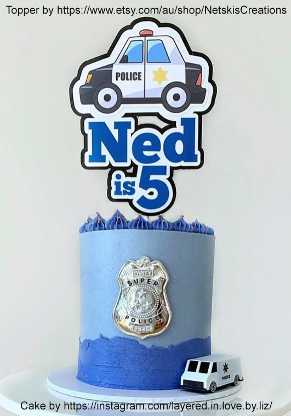 Custom Cake Topper Police Car - Etsy