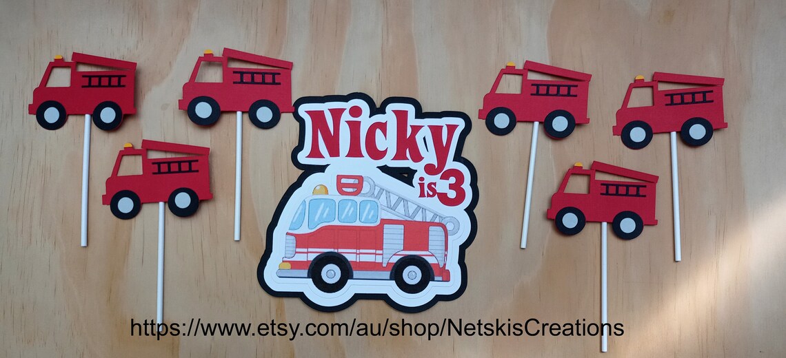 Custom Cake Topper Fire Engine - Etsy