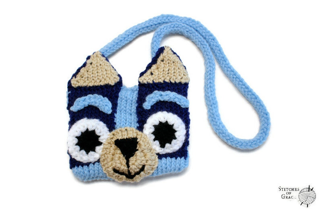 Blue Dog Purse, Crochet Bags, Little Girl's Purse, Small Animal Pouch ...