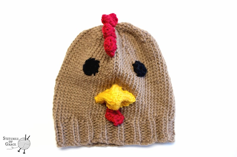 Knitted Brown or White Chicken Hat Child Photo Shoot Prop | Etsy