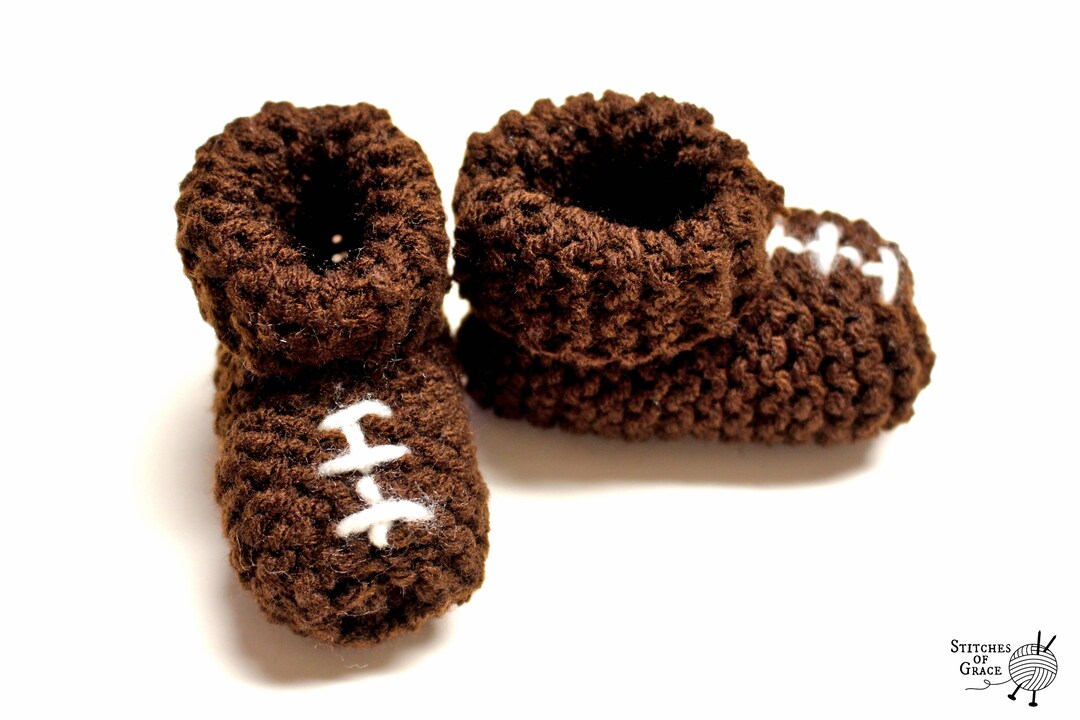 Knit Football Baby Shoes, Crochet Yarn Baby Socks, Baby Booties, Great ...