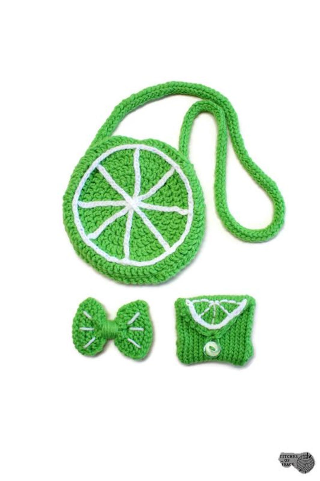 Green Lime Slice Purse Set, Little Girl's Purse, Small Food Pouch ...