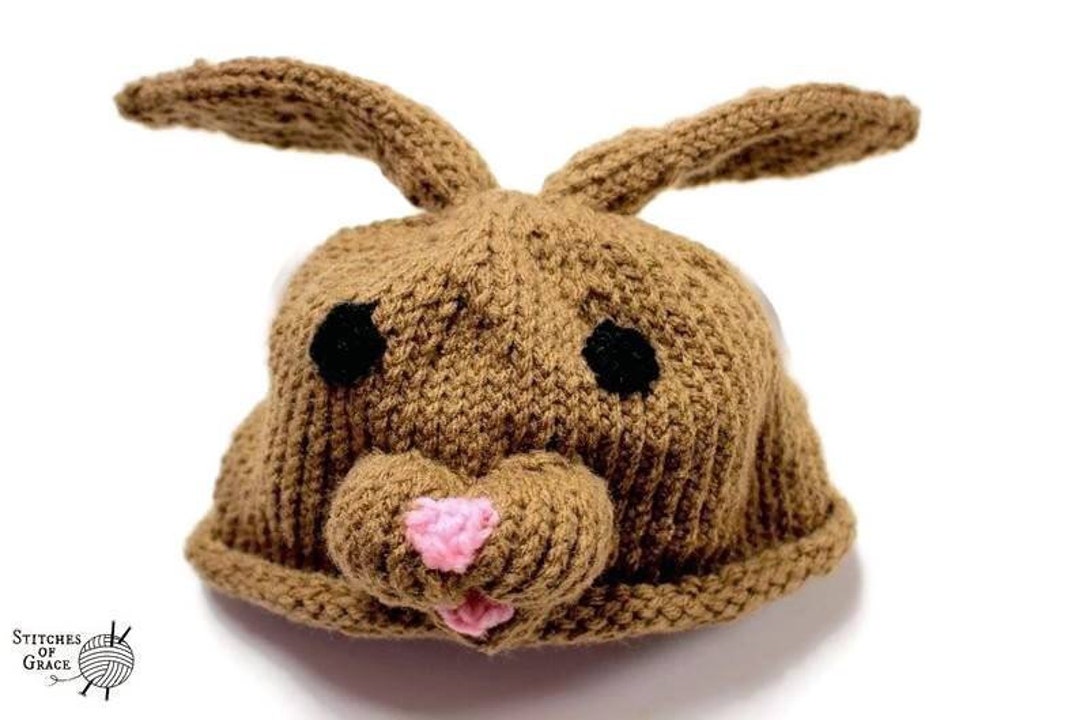 Brown Woodland Bunny Rabbit Hat With Ears, Newborn Crib Hat, Bunny ...