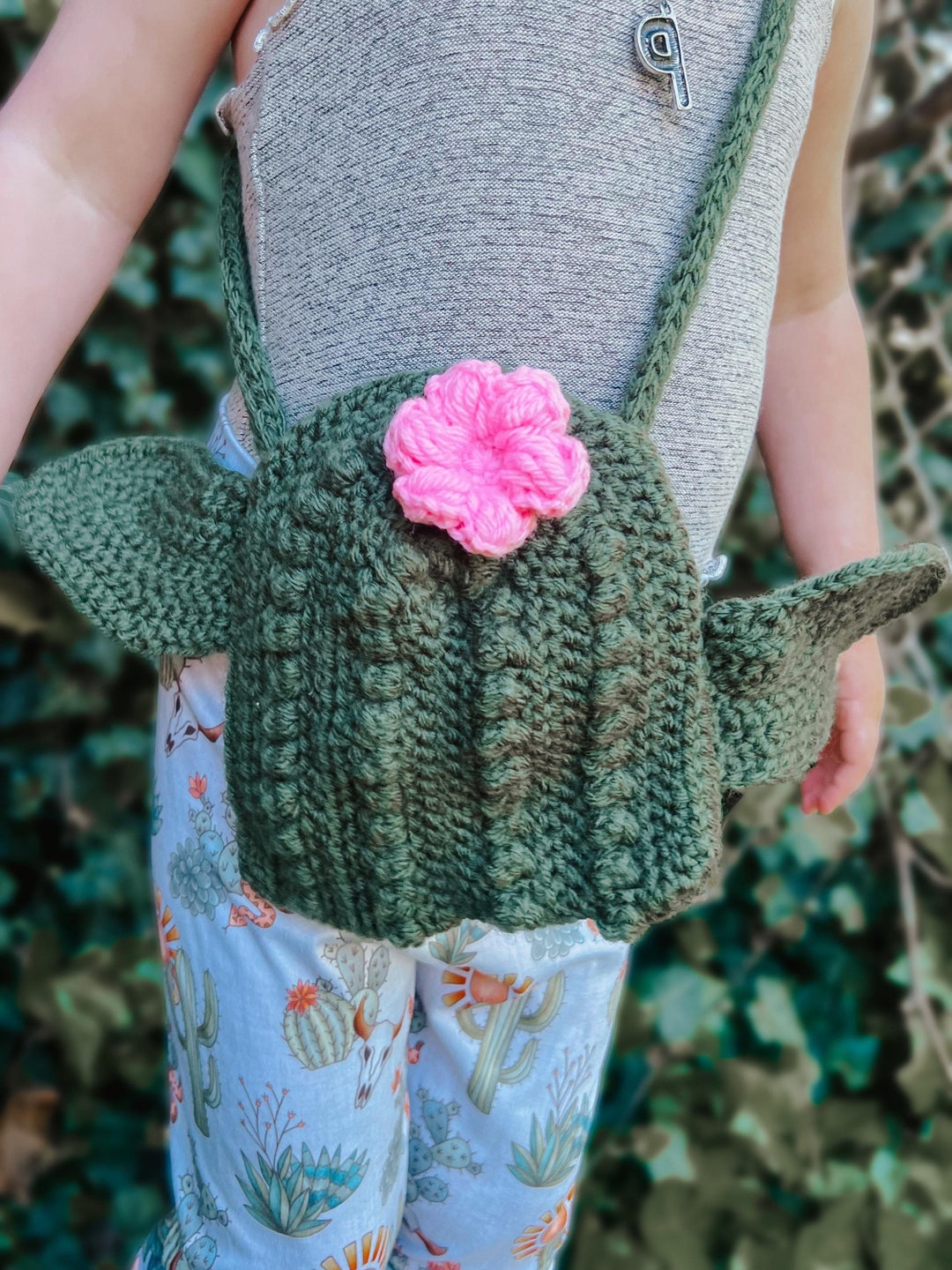 Cactus Purse With Flower, Wild West Little Girl's Bags, Crochet ...