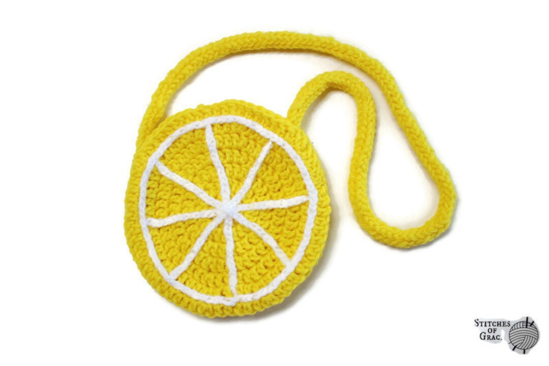 Yellow Lemon Slice Purse, Little Girl's Purse, Small Food Pouch, Citrus ...