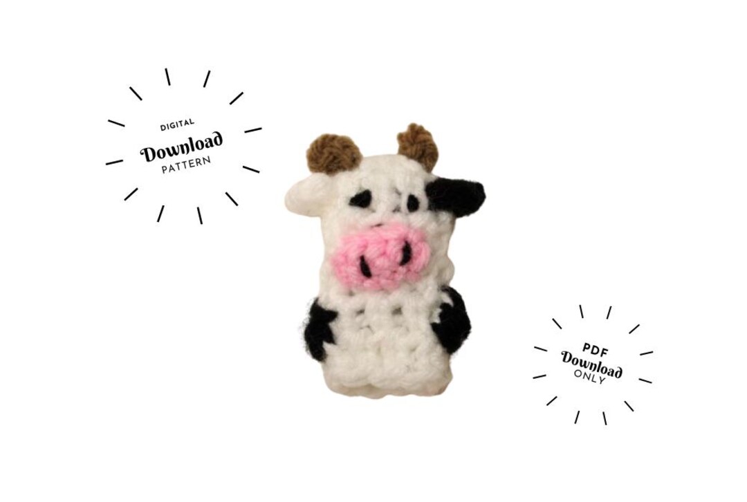 Holstein Cow Finger Puppet Knitting Pattern, DIGITAL DOWNLOAD ONLY, Pdf ...