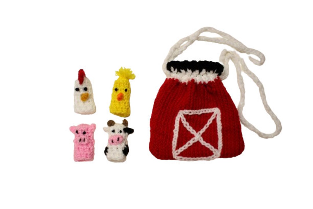 Red Barn Finger Puppet Set, the Big Red Barn, Barn Bag Purse, Four Farm ...