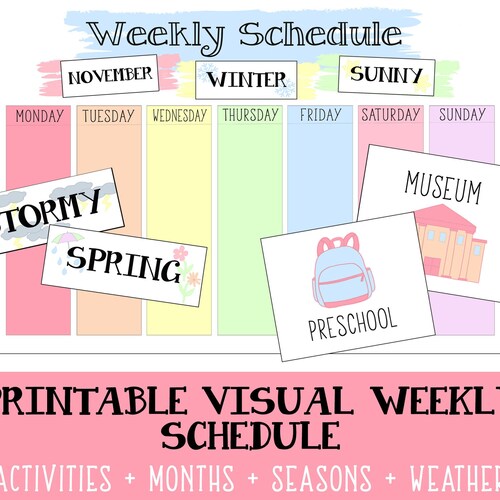 Kids Printable Visual Weekly Schedule Kids Printable - Etsy
