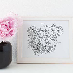 I Can Do All Things, Philippians 4:13 KJV, Print, Floral Bible Verse ...