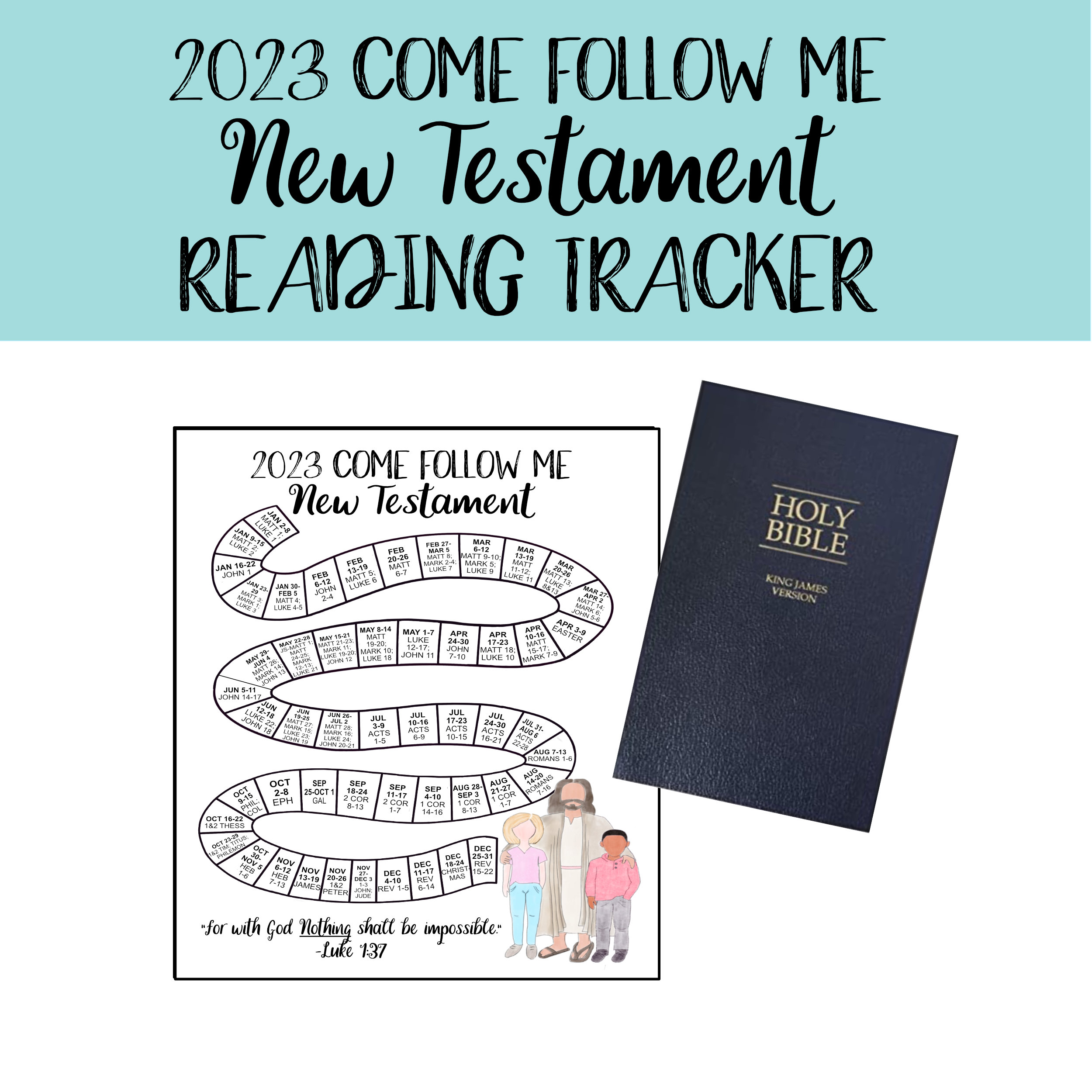 Come Follow Me 2023 New Testament Reading Chart for Sunday School, New ...
