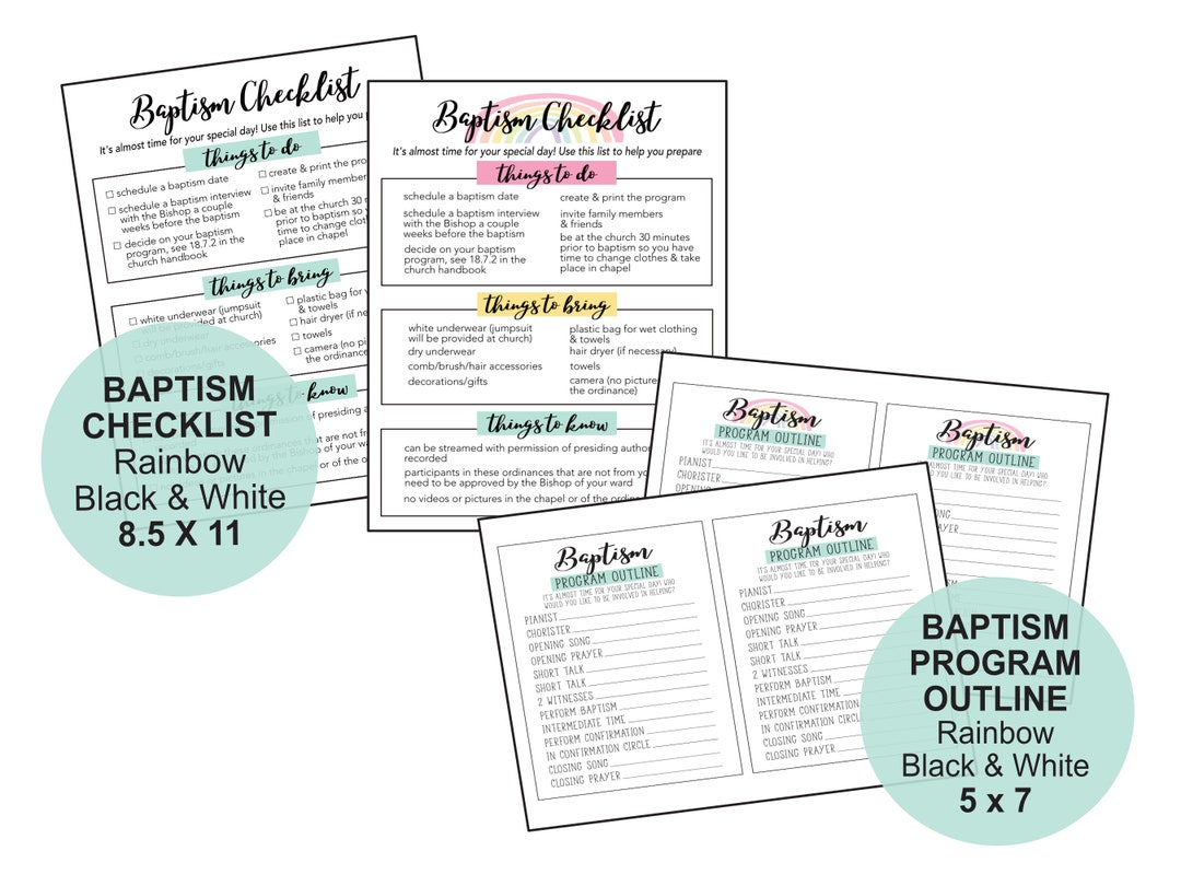 LDS Baptism Checklist, LDS Baptism, Digital Download, Baptism Organizer ...