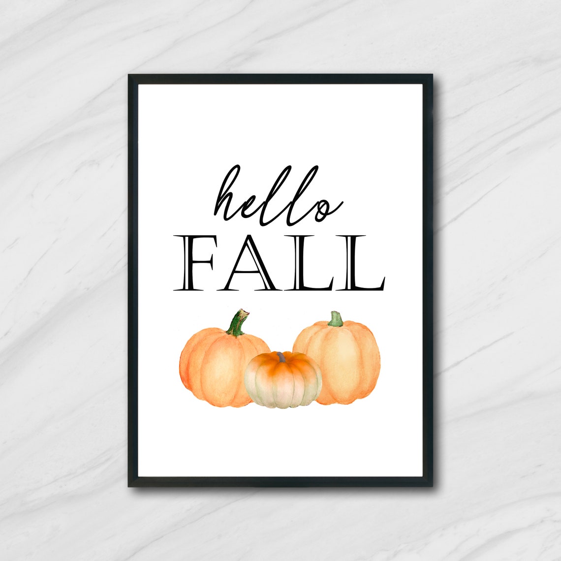Hello Fall Printable, Watercolor Pumpkins, Autumn Wreath, Wall Art ...