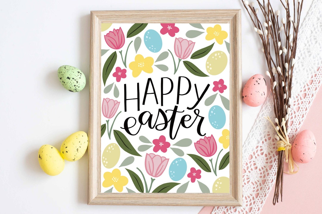 Happy Easter Print, Happy Easter Printable, Easter Print, - Etsy