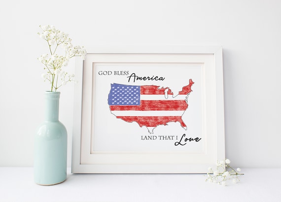 4th of July Printable God Bless America Chalk Flag - Etsy