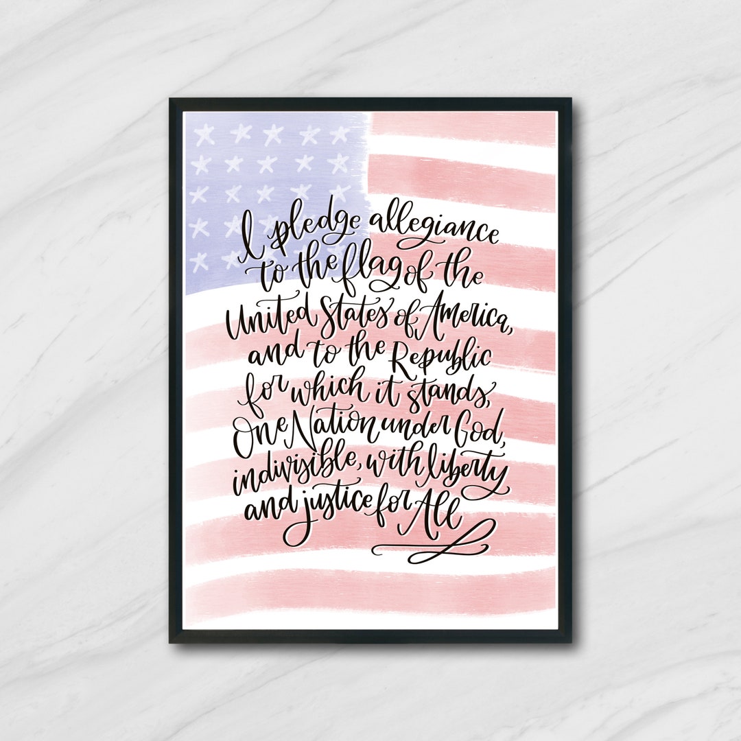 4th of July Printable, Pledge of Allegiance, Watercolor Flag, American ...